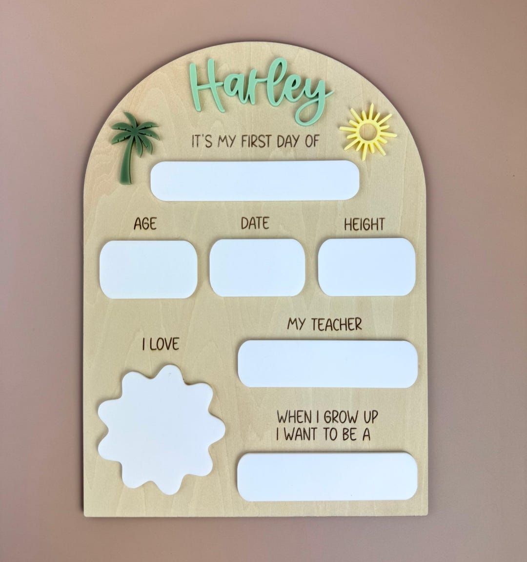 Custom It's My First Day School Board - Sun & Palm - Etsy
