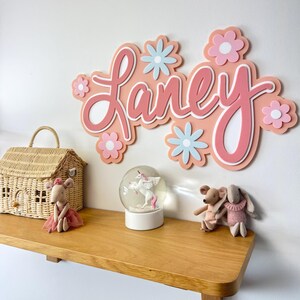 Flower Name Sign Custom Floral Name Plaque Large Personalised Name Sign ...