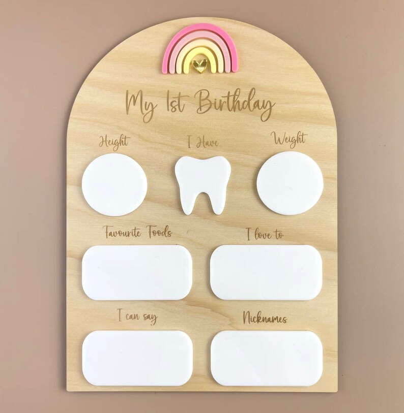 My 1st Birthday Board - Pink Rainbow - Reusable Birthday Board | First ...