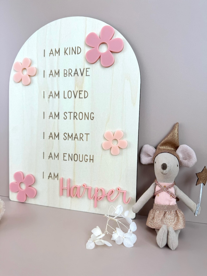 Affirmation Sign for Kids - Personalised Girls Affirmation Plaque ...