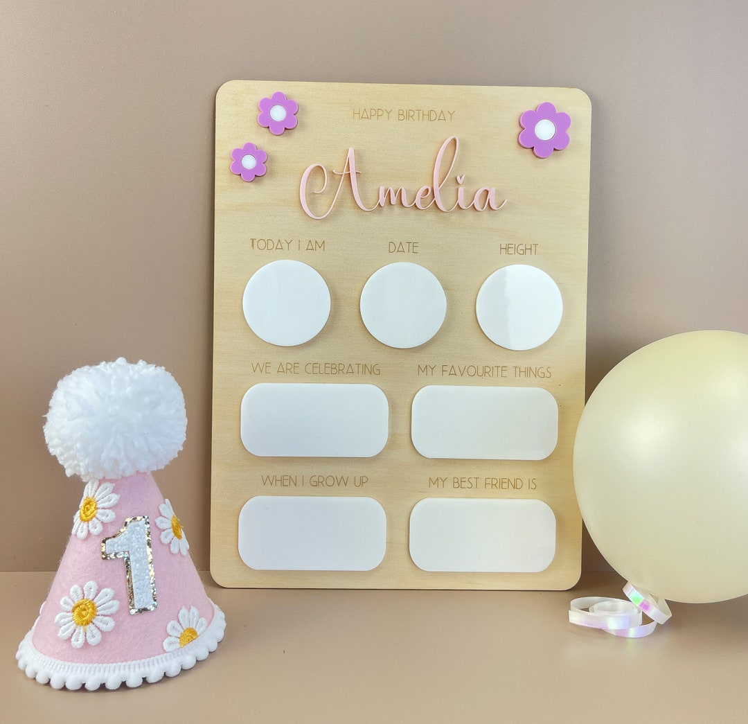 Personalised Name Birthday Board - Fill in Each Year Floral - Birthday ...