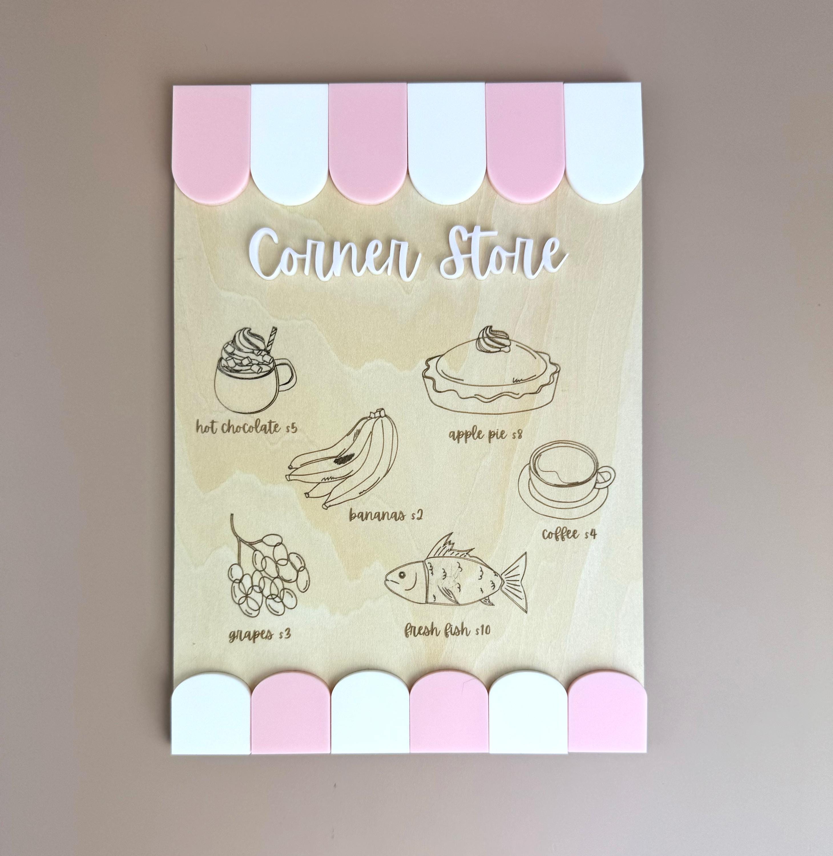 Kids Corner Store Menu Sign - Timber Cafe Sign for Pretend Kitchen - Etsy
