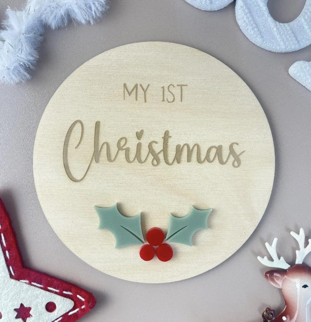 My 1st Christmas Plaque - Holly - First Christmas Sign - Etsy