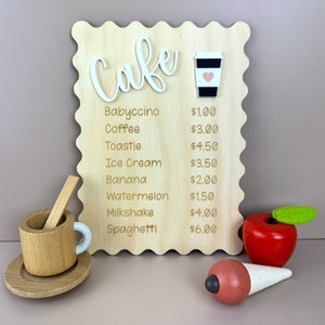 Kids Play Cafe Menu Sign - Playroom Kitchen Sign - Timber Kids Cafe ...