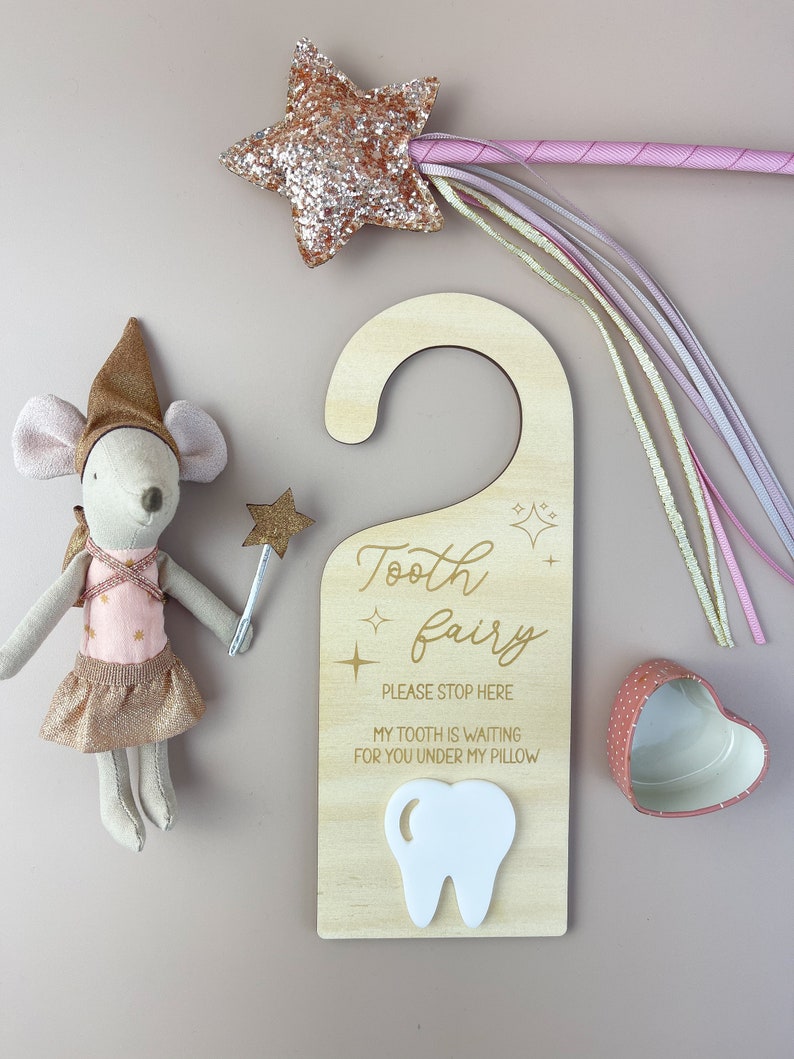 Tooth Fairy - Please Stop Here - Door Hanger - Tooth Fairy Accessory - Etsy