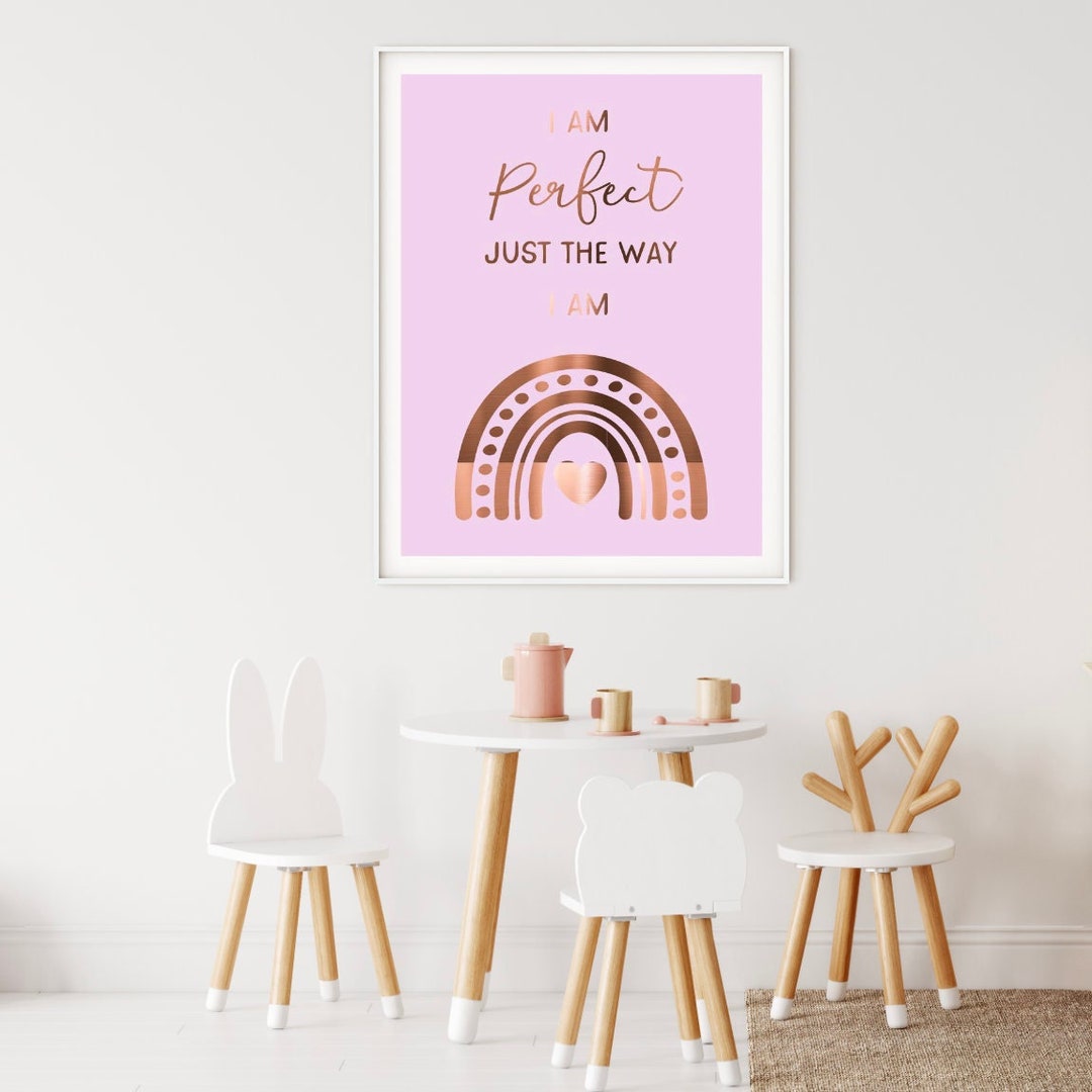 Pink Artwork for Playroom Foiled Poster Inspirational Quote Girls ...