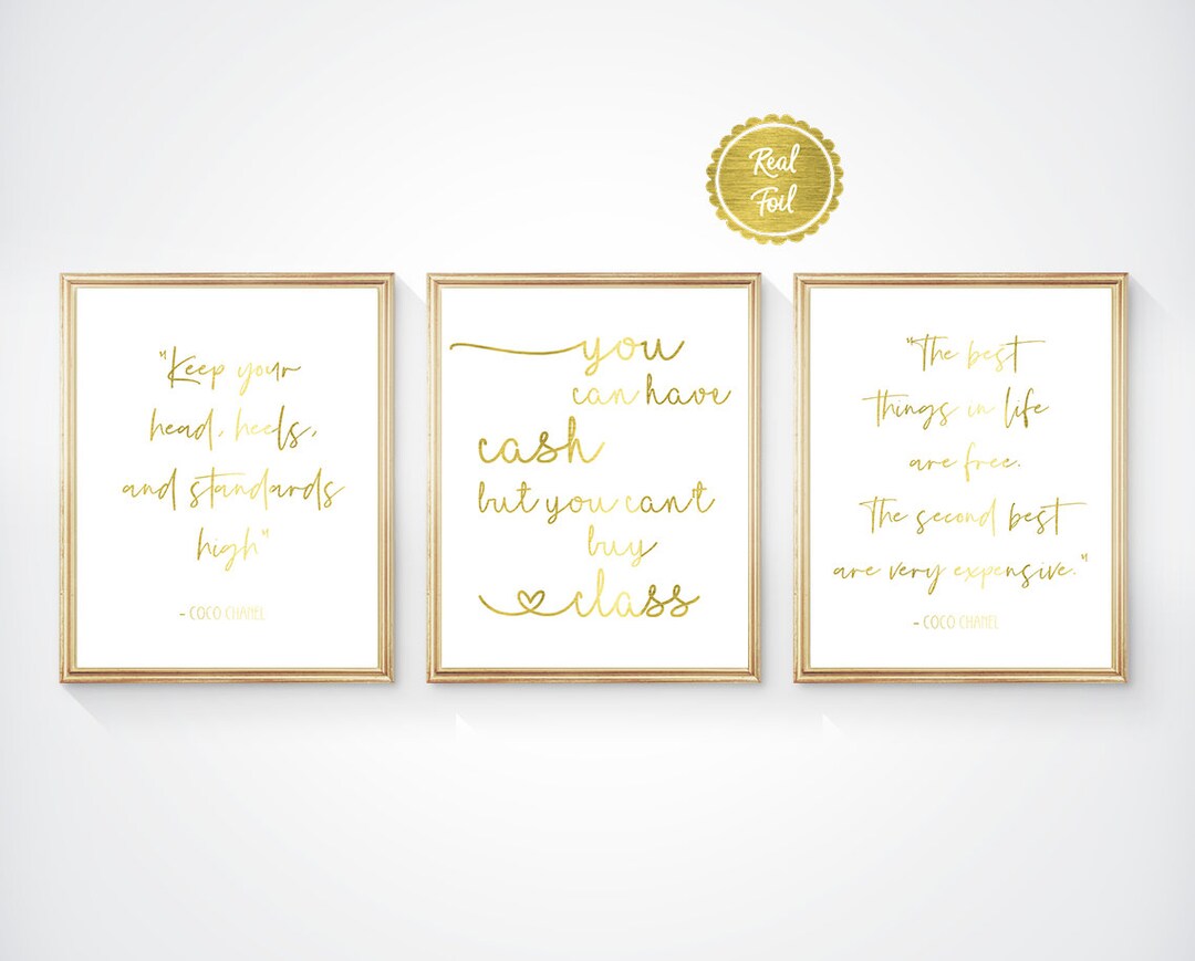 GOLD Foil COCO Chanel Quote Set // Set of 3 Foiled Prints / Chanel ...