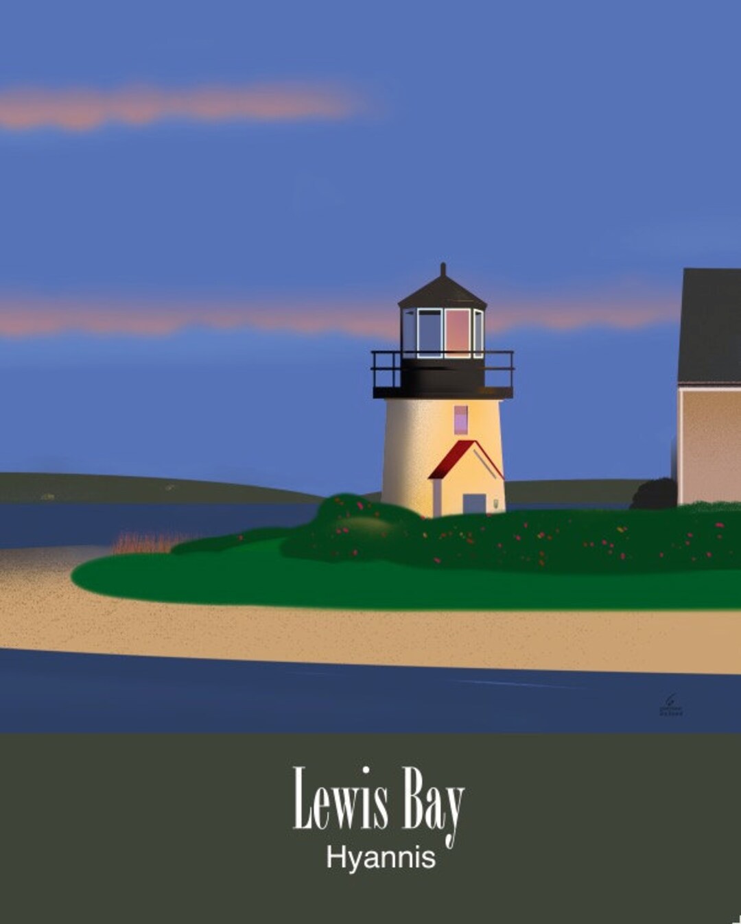 Lewis Bay Lighthouse Hyannis Cape Cod Art 8x10 Limited Edition Giclee ...
