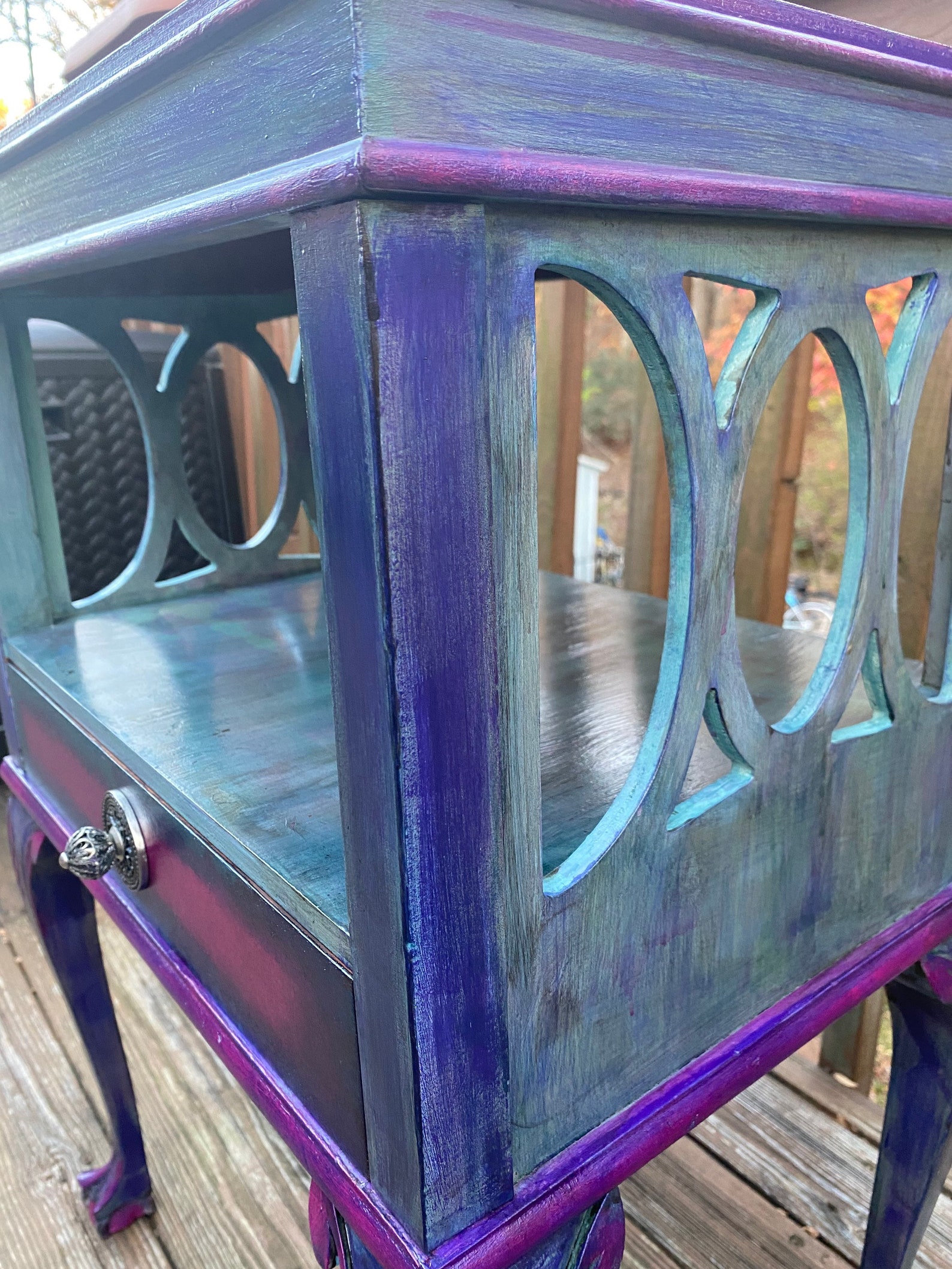 SOLD OUT Mermaid, Hand Painted, Vintage Side Table, Bedroom Furniture ...
