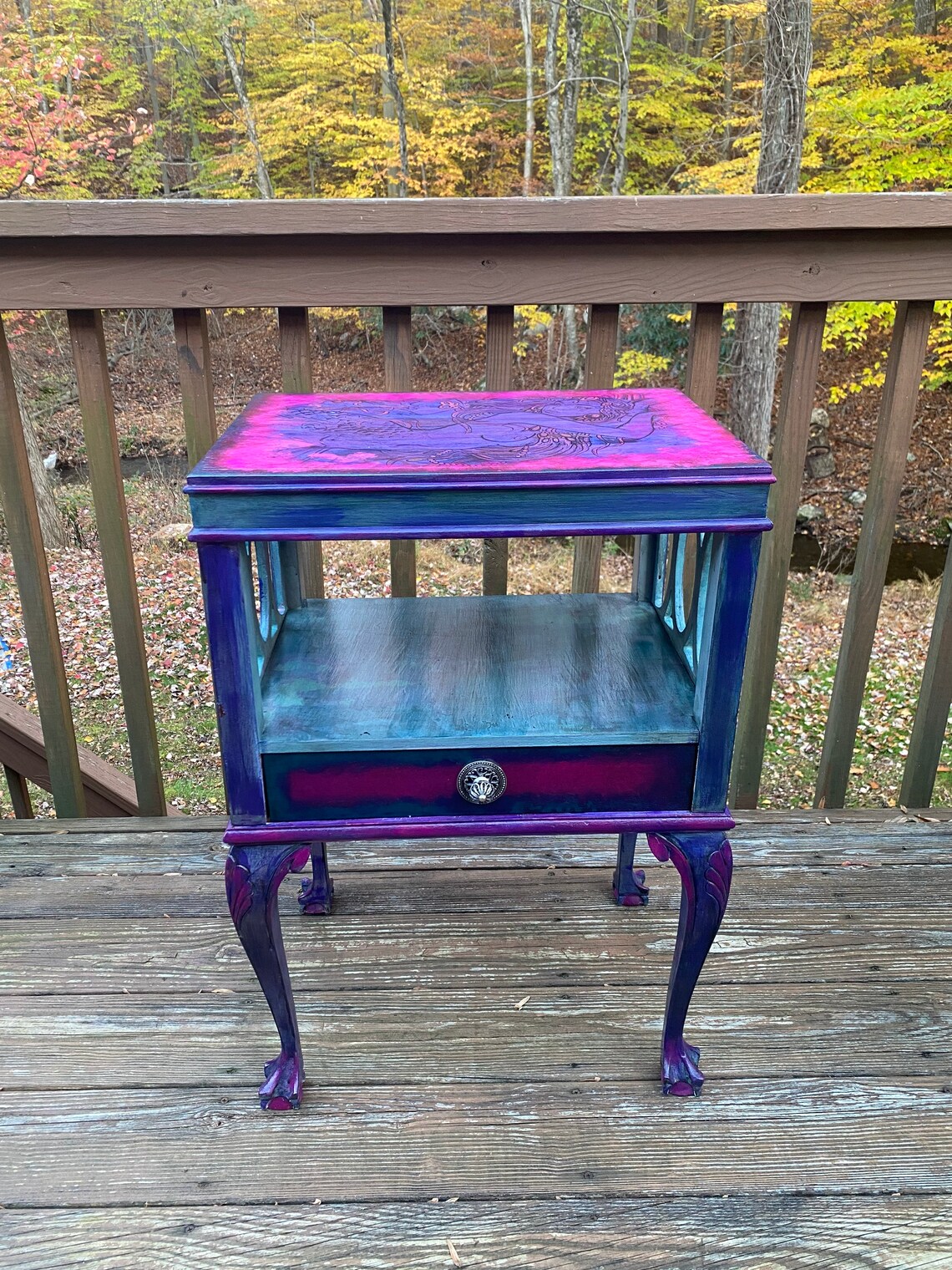 SOLD OUT Mermaid, Hand Painted, Vintage Side Table, Bedroom Furniture ...