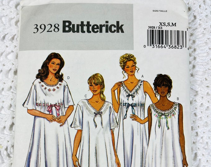Classic Butterick 3928 Sewing Pattern-misses' Nightgown Size Xsmall ...