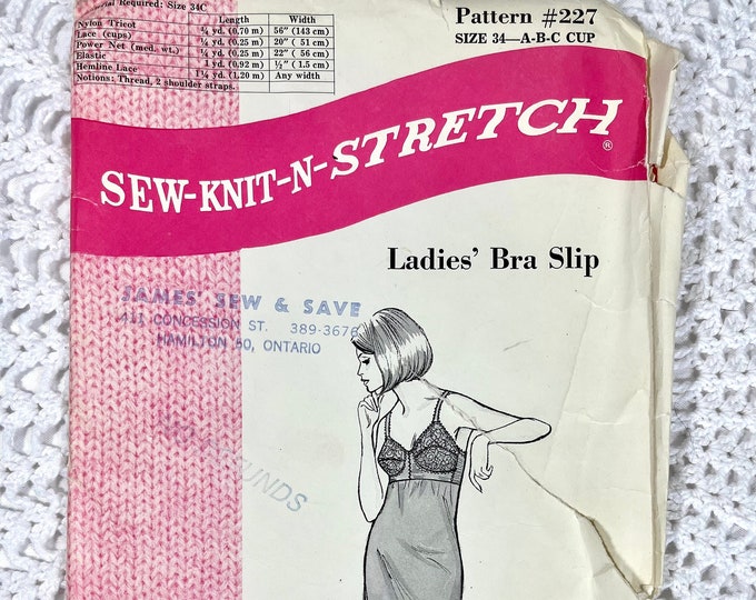 Vintage 1970's Sew Knit Stretch 227 Traceable Sewing Pattern-ladies Bra ...
