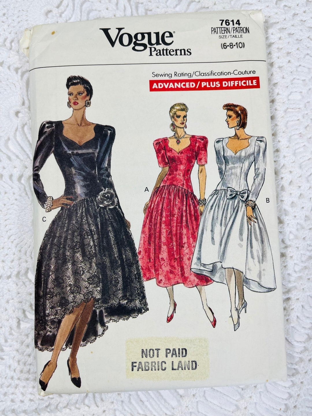 Classic 1980's Vogue 7614 Sewing Pattern-misses' Hi-low Dress Size 6 8 ...