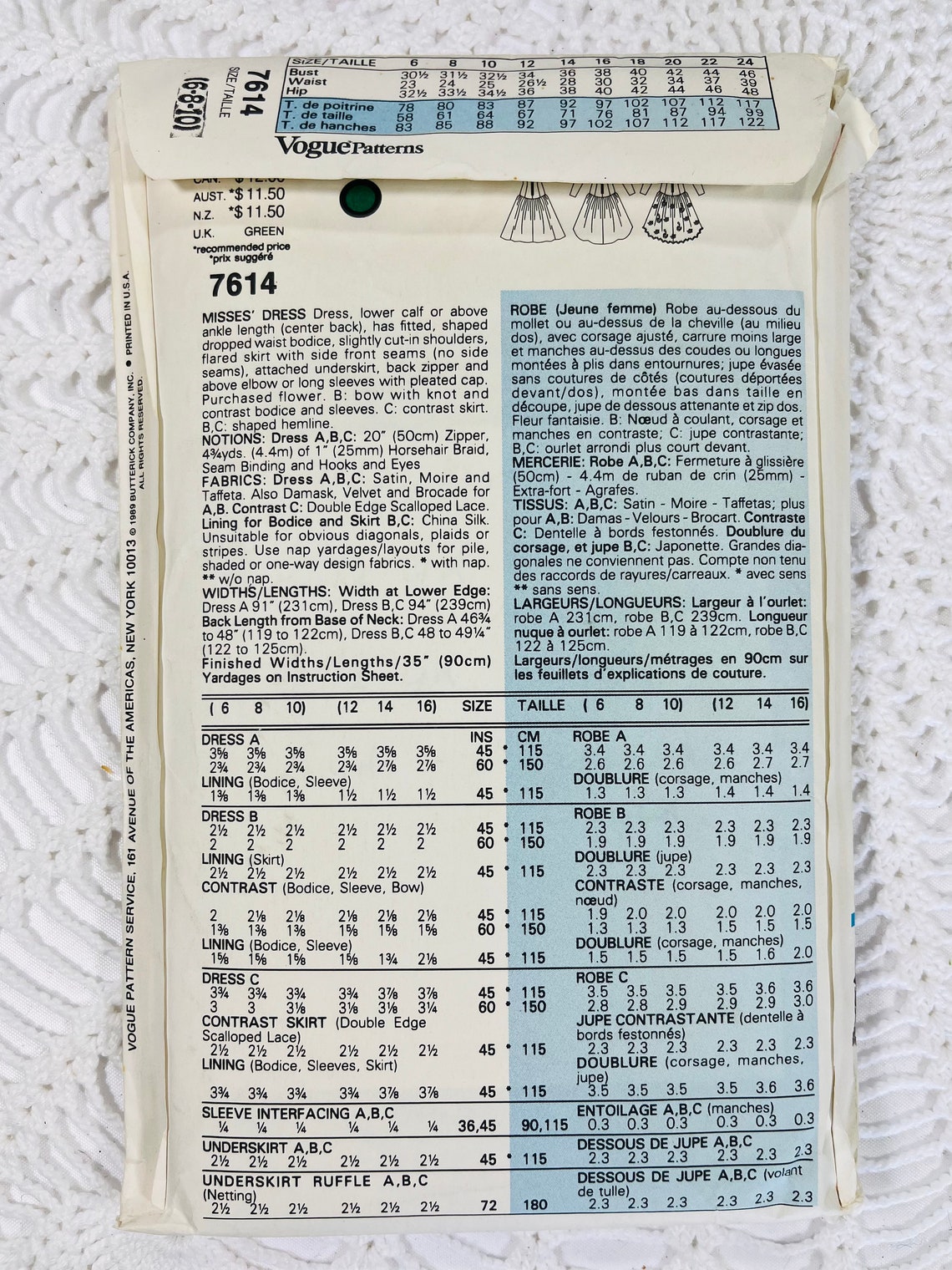 Classic 1980's Vogue 7614 Sewing Pattern-misses' Hi-low Dress Size 6 8 ...