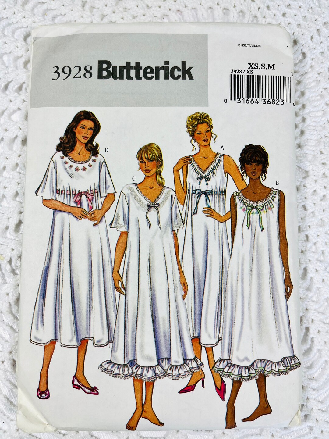 Classic Butterick 3928 Sewing Pattern-misses' Nightgown Size Xsmall ...