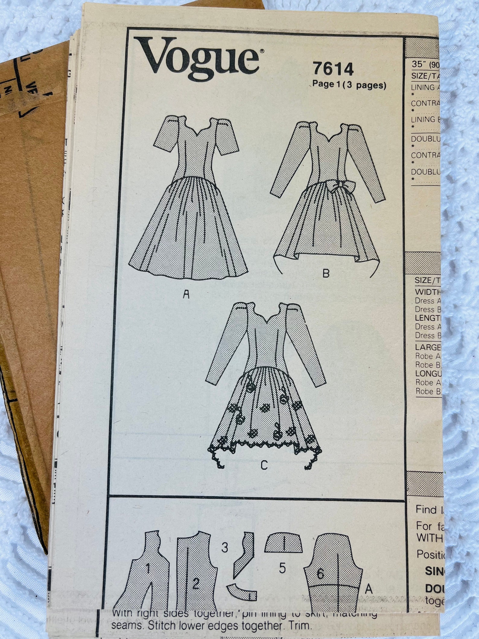 Classic 1980's Vogue 7614 Sewing Pattern-misses' Hi-low Dress Size 6 8 ...