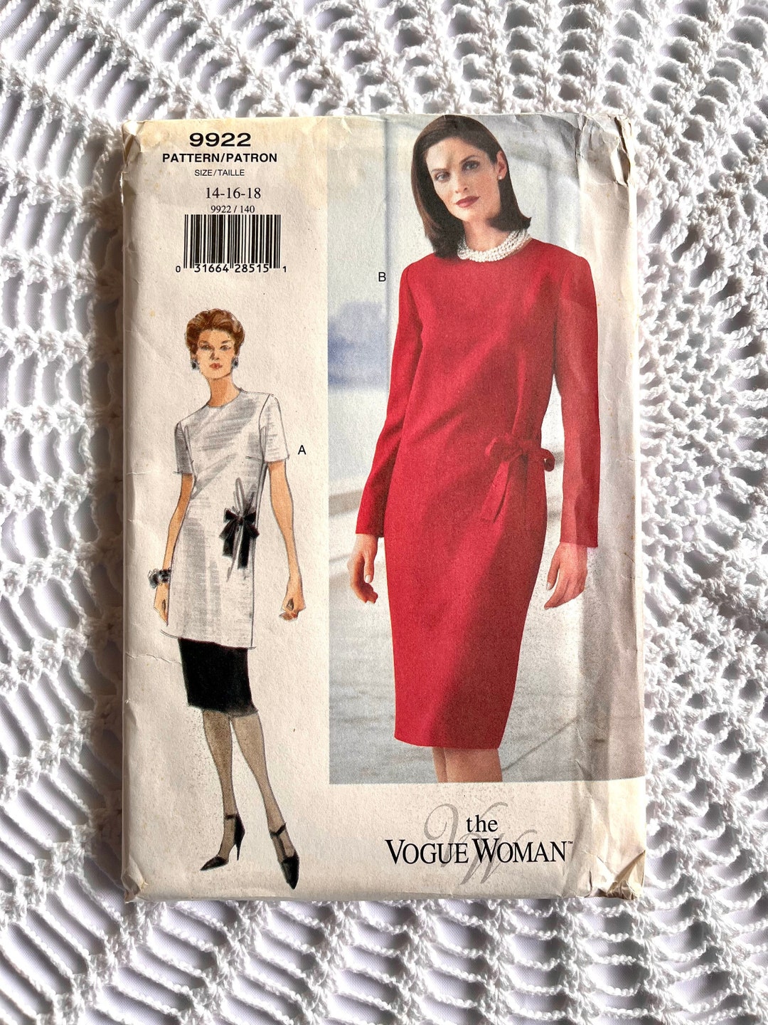 Vintage 1990's Vogue 9922 Sewing Pattern- Misses' Dress Top and Skirt ...