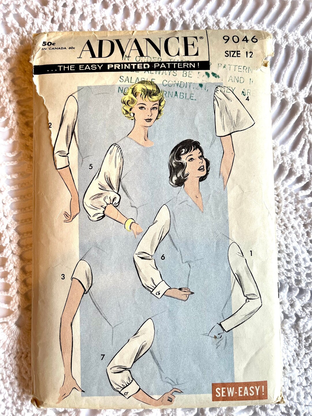 Vintage 1950's Advance 9046 Sewing Pattern- Misses' and Women's Sleeves ...