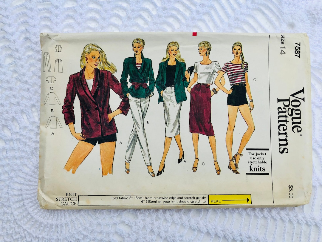 Vintage 1980's Vogue 7587 Sewing Pattern- Misses' Jacket Top Skirt ...