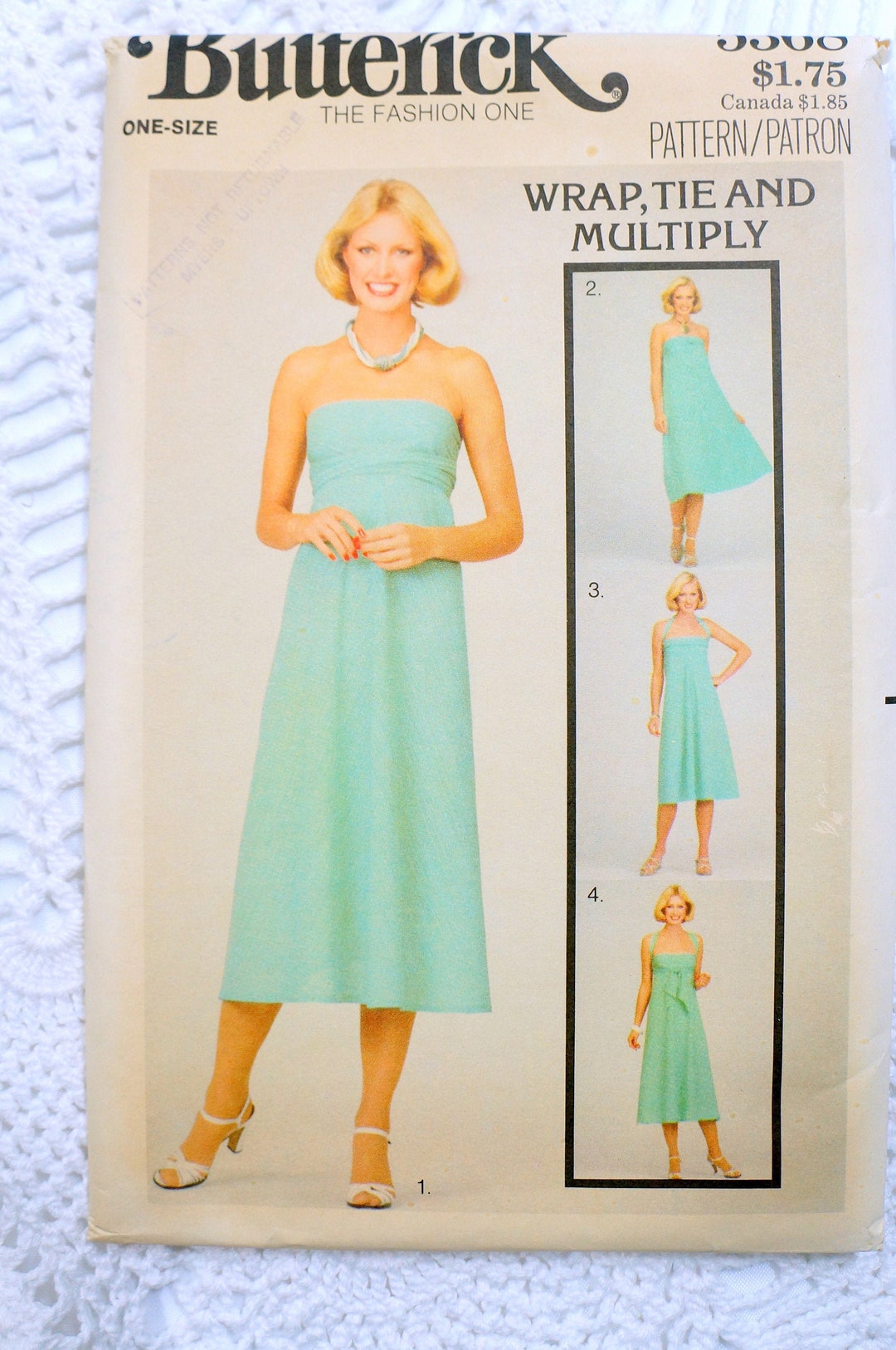 Vintage 1970's Butterick 5368 Sewing Pattern- Misses Wrap Tie and ...