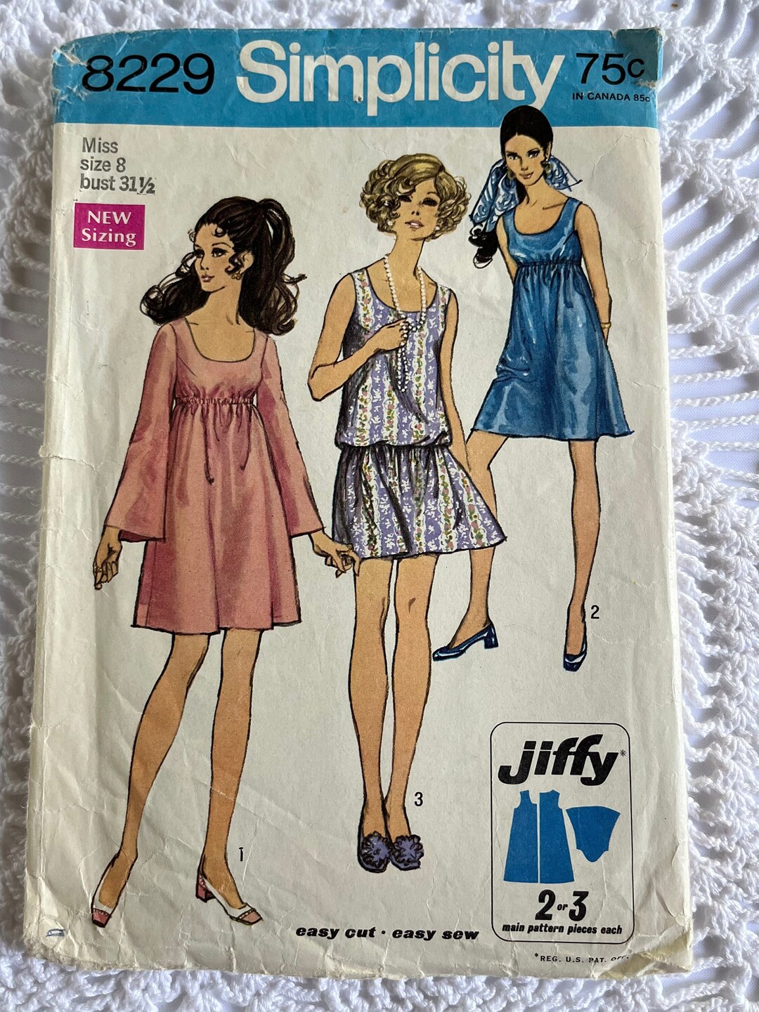 Vintage 1960's Simplicity 8229 Sewing Pattern- Misses Jiffy Dress Size ...