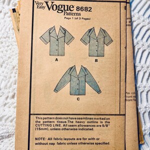 Classic 1980's Vogue 8682 Sewing Pattern-misses' Oversized Blouse Size 8-12 Bust 31.5-34 UNCUT ...