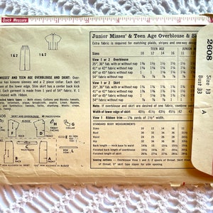 Vintage 1950's Simplicity 2608 Sewing Pattern- Junior Over Blouse and ...