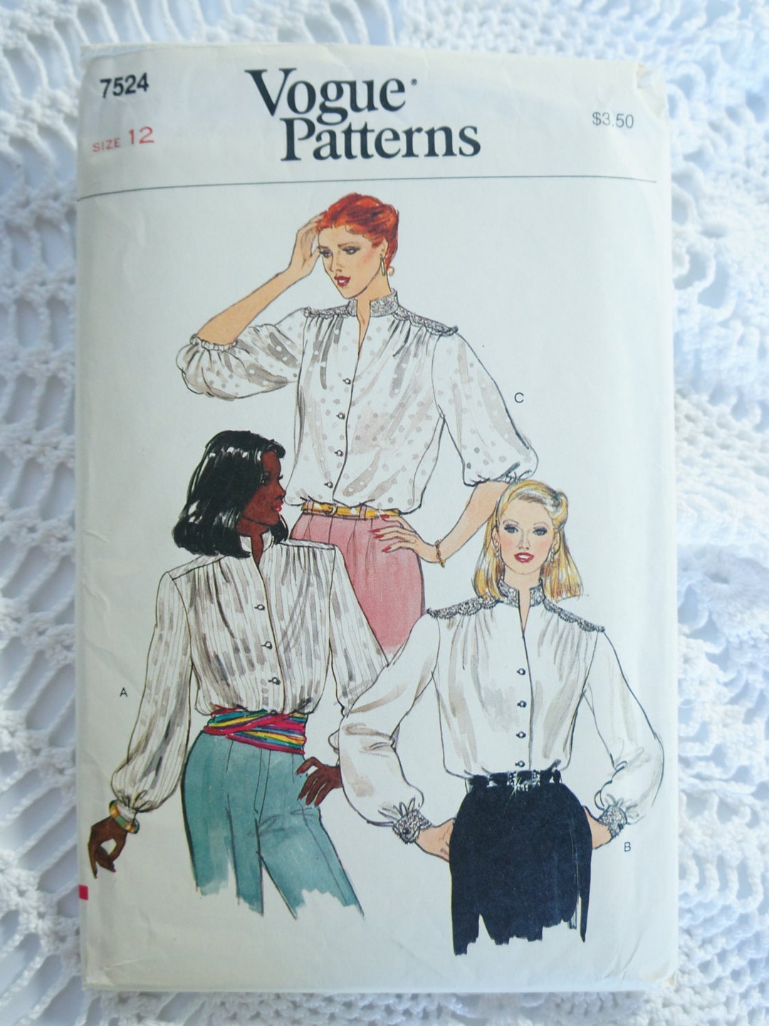Classic 1980's Vogue 7524 Sewing Pattern-misses' Blouse With Gathered ...