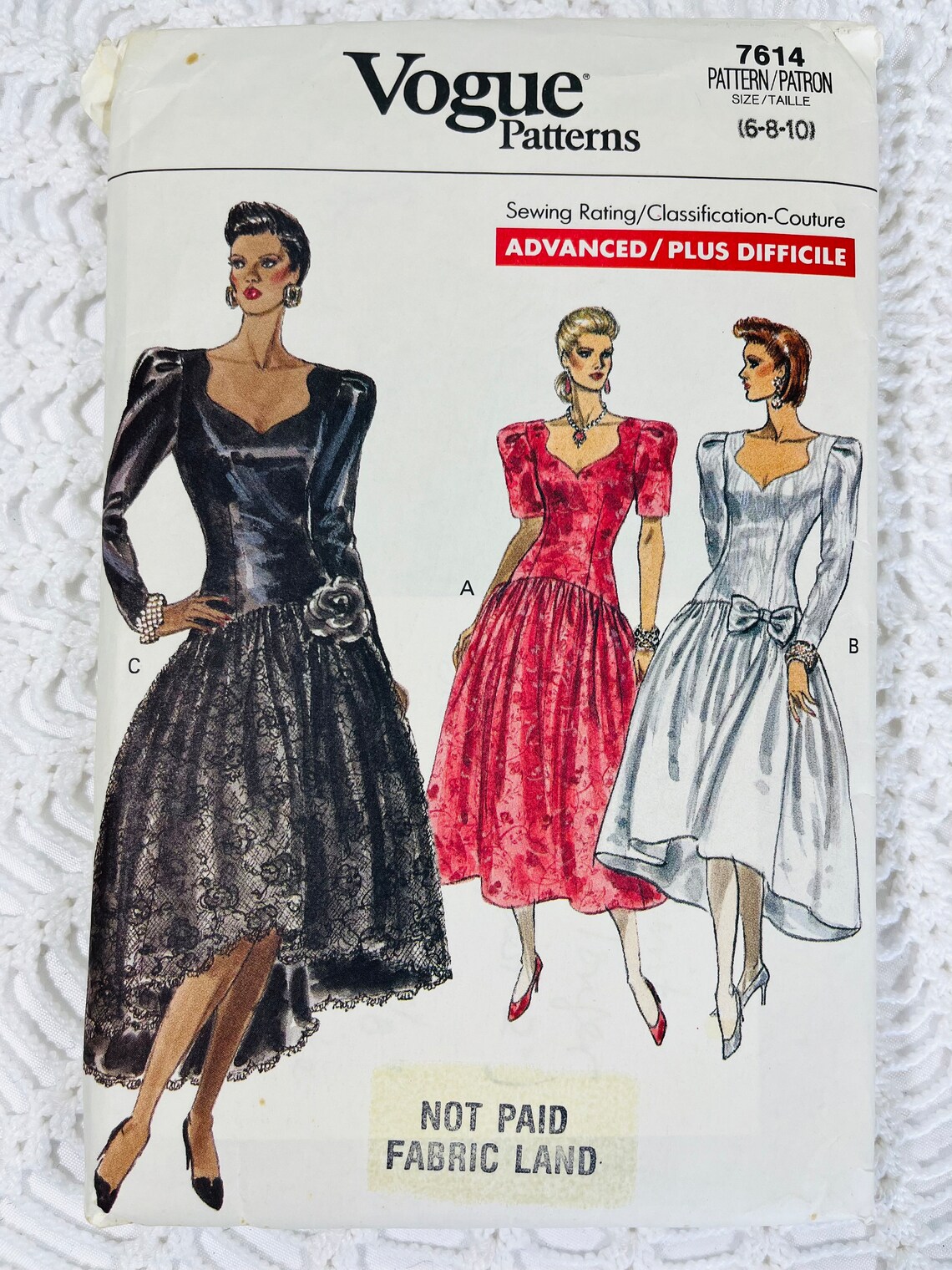 Classic 1980's Vogue 7614 Sewing Pattern-misses' Hi-low Dress Size 6 8 ...