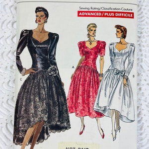 Classic 1980's Vogue 7614 Sewing Pattern-misses' Hi-low Dress Size 6 8 ...