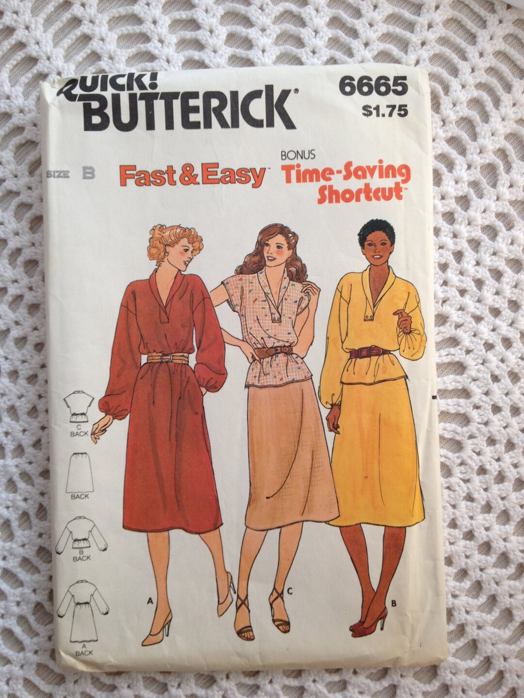 Patrón de costura Quick Butterick 6665 clásico de los años 1980: top de ...