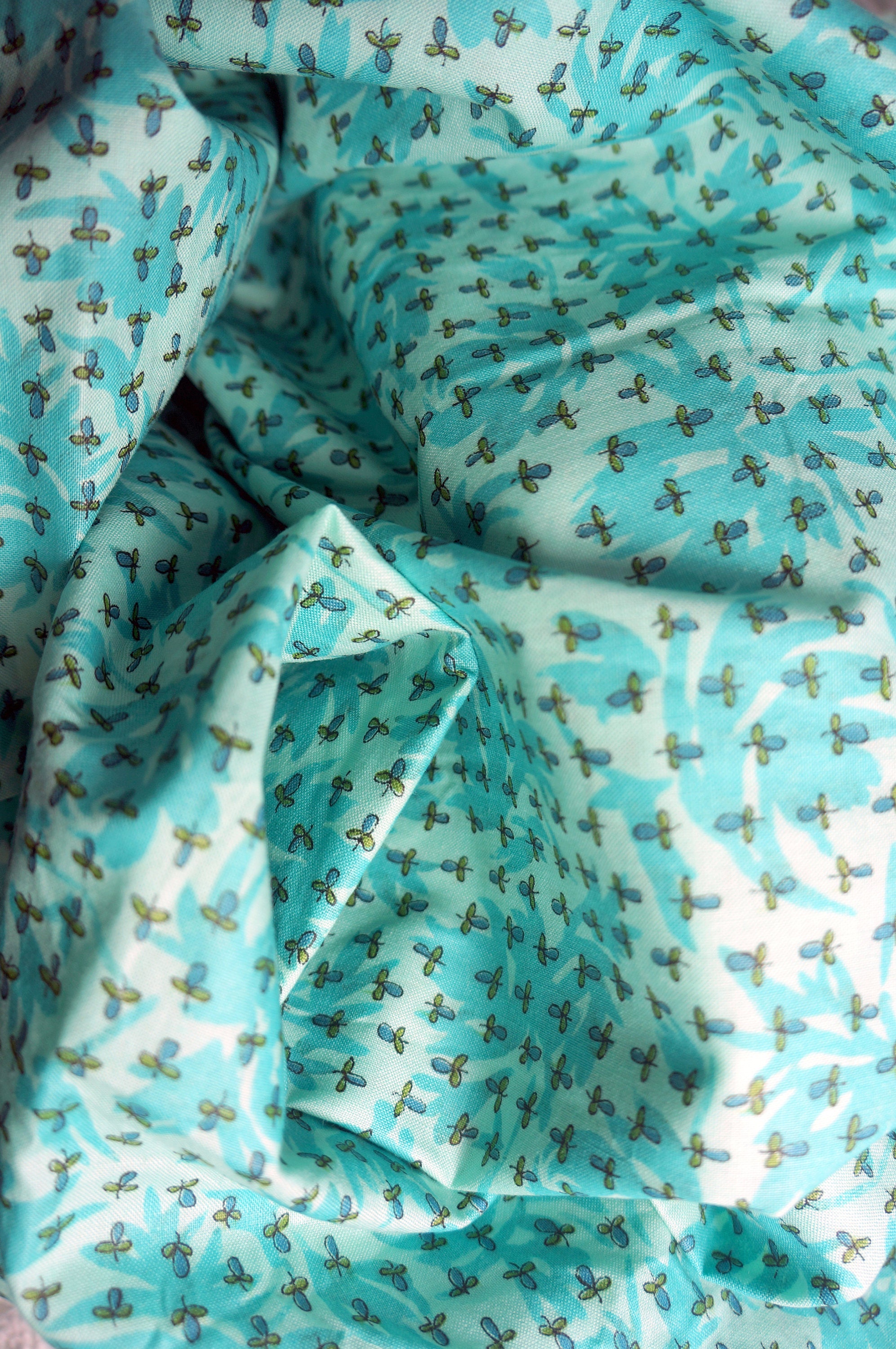 1 Yard of Turquoise Floral Print Cotton Bates Fabric Inc. - Etsy Singapore