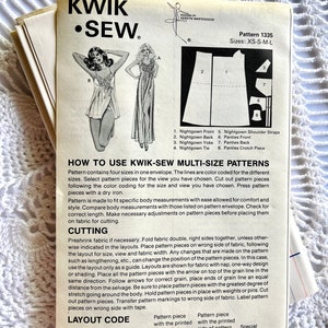 Vintage 1980s Kwik Sew 1335 Traceable Sewing Pattern-ladies Nightgown ...