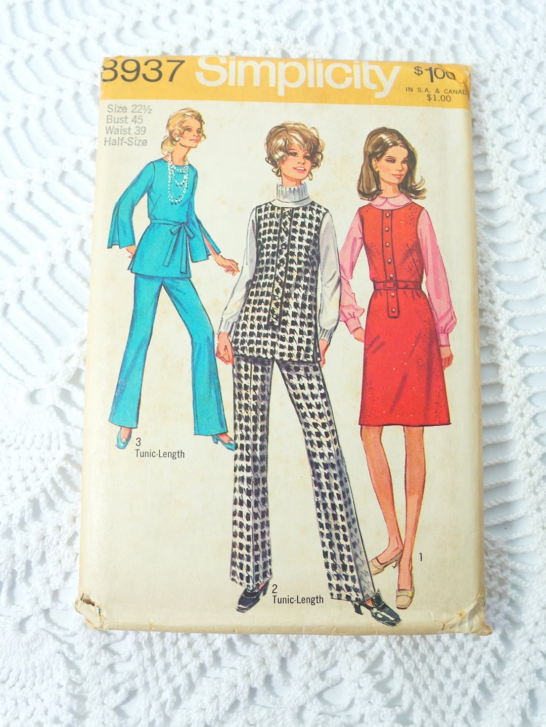 Vintage 1970's Simplicity 8937 Sewing Pattern - Misses Dress Pants and ...