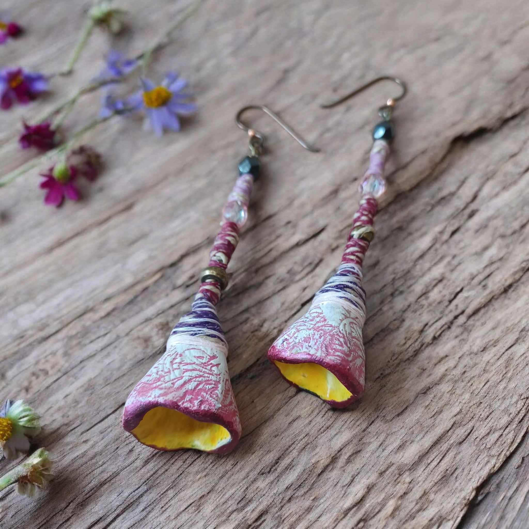 One-of-a-kind Handmade Flower Bud Clay Earrings – Artisanal Jewelry by ...