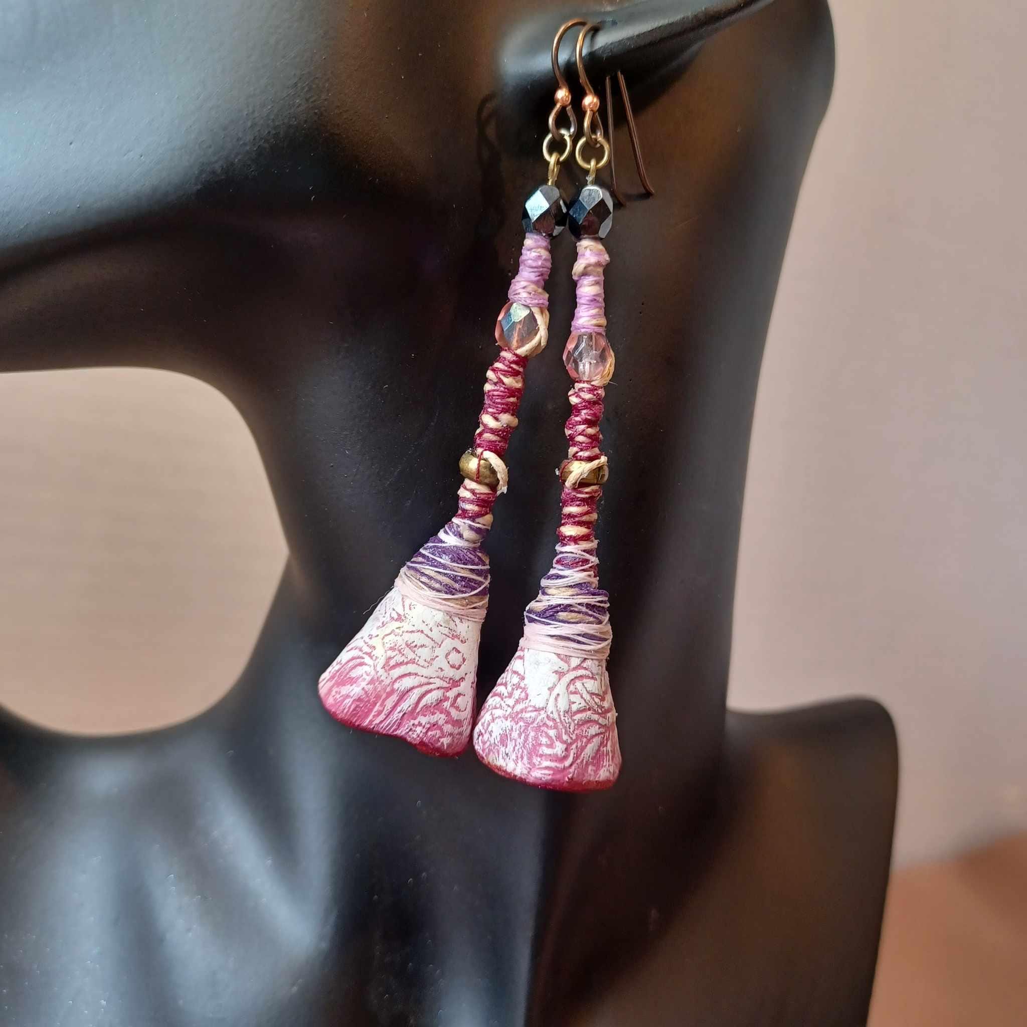 One-of-a-kind Handmade Flower Bud Clay Earrings – Artisanal Jewelry by ...