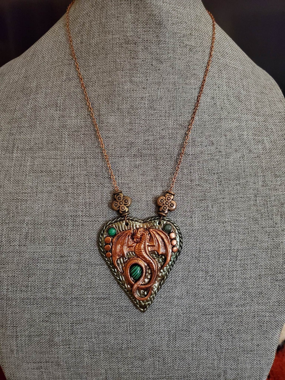 Red Dragon Amulet Pendant Copper Dragons - Etsy