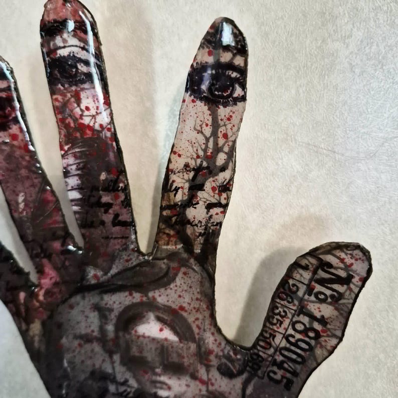 Oracle Hand No. 2 the Blind Seer, Gothic Mixed Media Wall Art, Resin ...