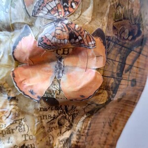 Ephemeral Mycelium Muse, 17 ,decoupaged Vintage Looking Skull on Stand ...