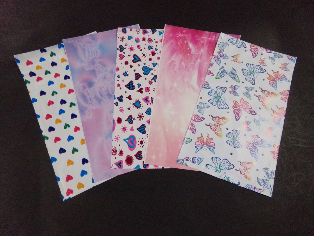 100 6x9 HEARTS Pink Purple Glow BUTTERFLY Red Blue Heart Poly Mailer ...