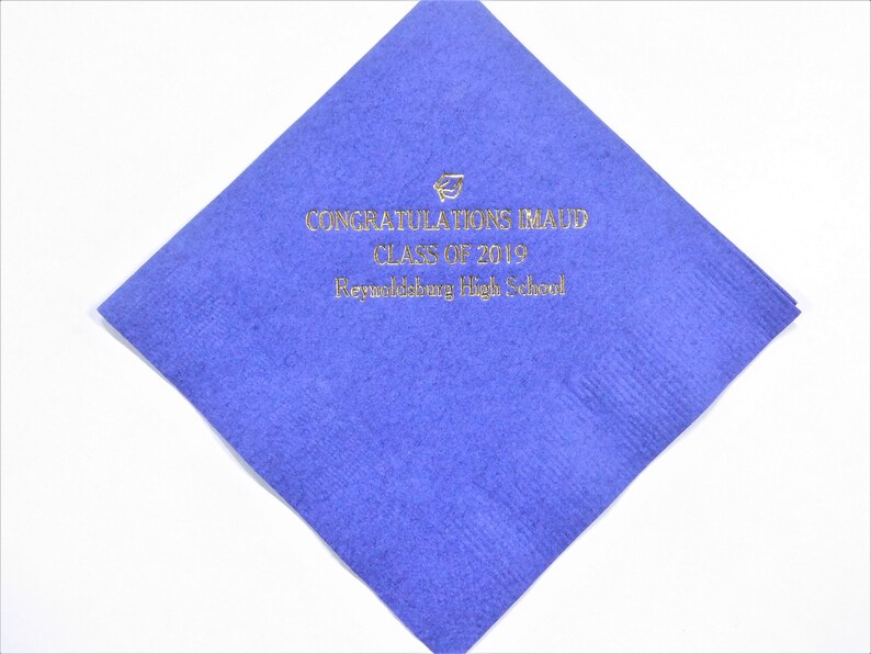 100 Personalized Graduation Beverage Napkins Custom Stamped - Etsy
