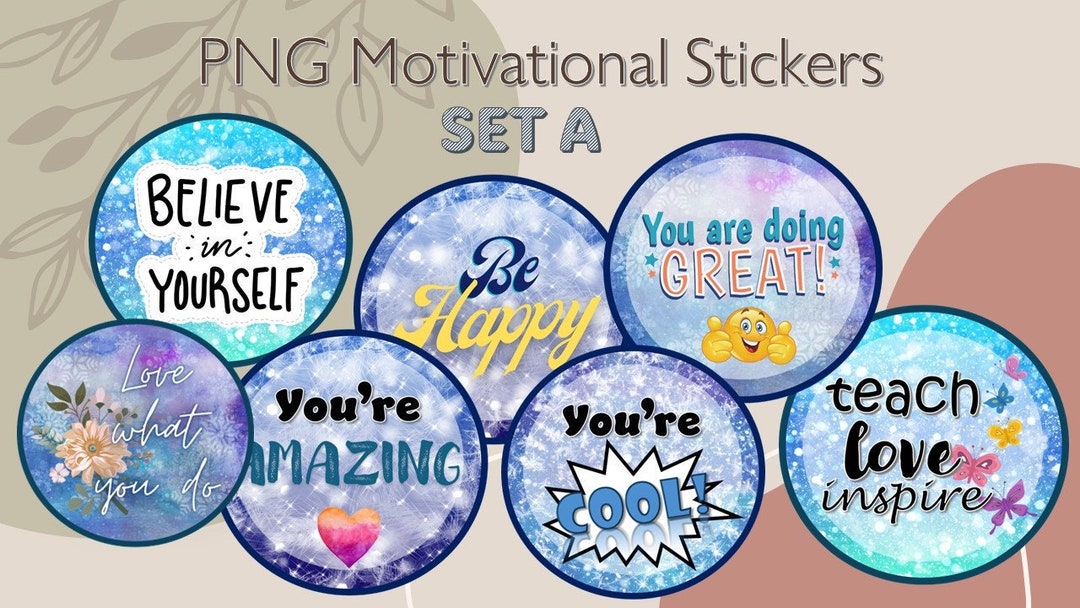 Digital Motivational Stickers PNG Set A Printables - Etsy