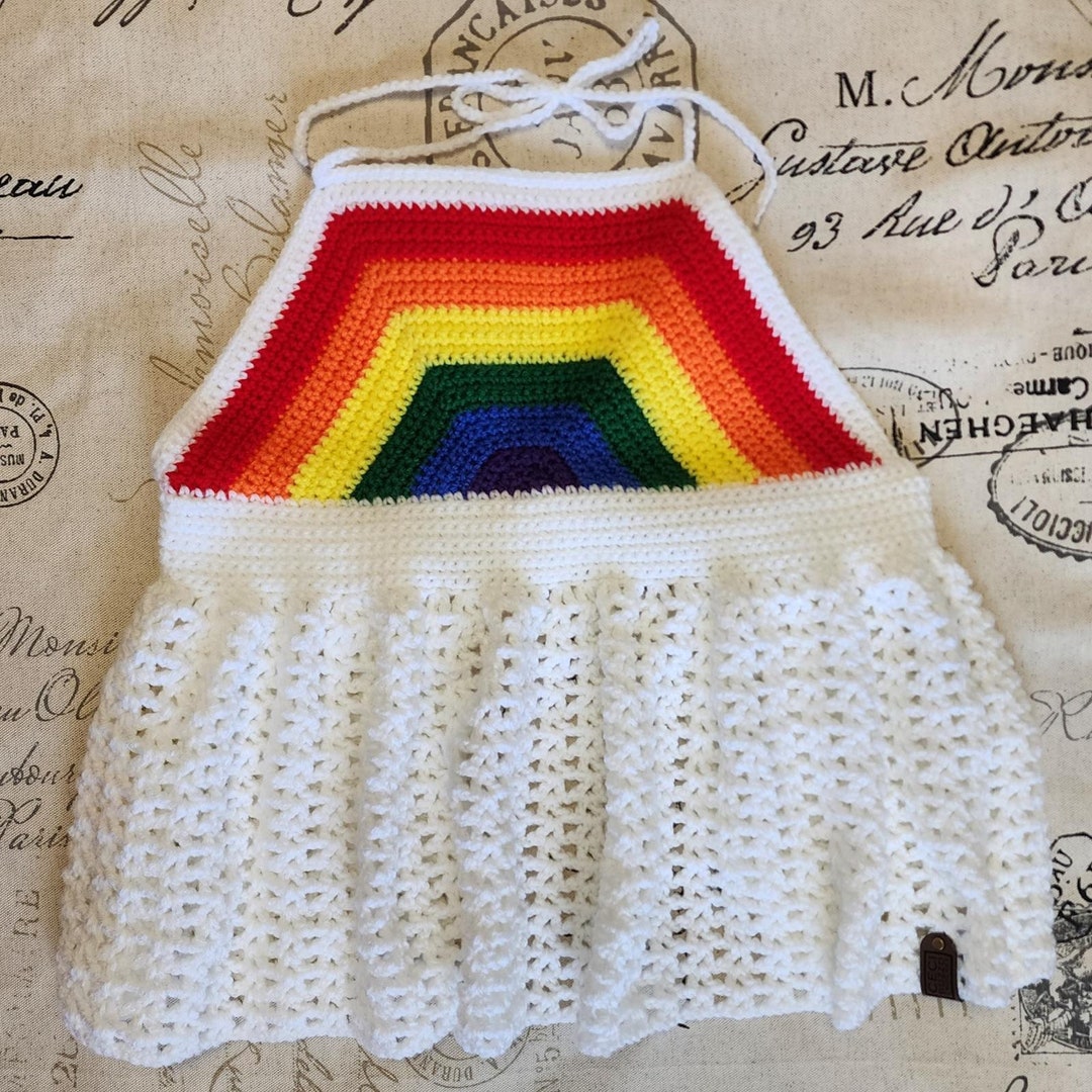 Rainbow Halter Top With Skirting - Etsy