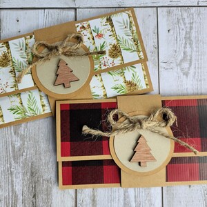 Set of 4 Rustic Plaid Christmas Gift Card Holder - Country Farmhouse ...