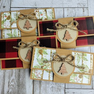 Set of 4 Rustic Plaid Christmas Gift Card Holder - Country Farmhouse ...