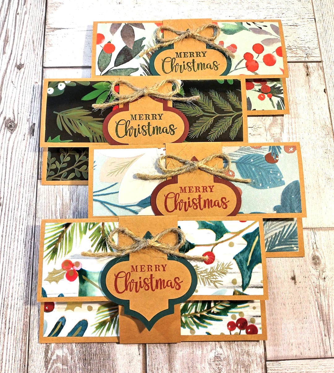 Set of 4 Christmas Gift Card Holders – Handmade Holiday Foliage ...