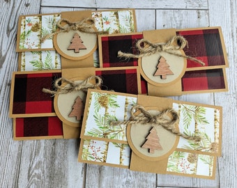 Christmas Gift Card Holders Set Plaid With Snowflake & Bow Money Holder ...