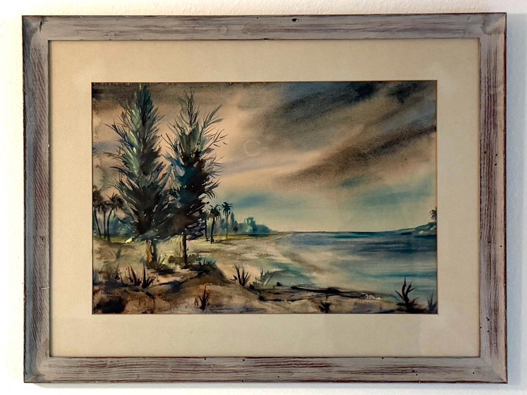 Florence Sinclair Mahdavi Impressionist Beach Scene Watercolor Painting ...