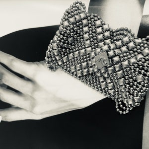 Sergio Gutierrez Liquid Metal Mesh Beaded Bracelet Monogrammed on the ...