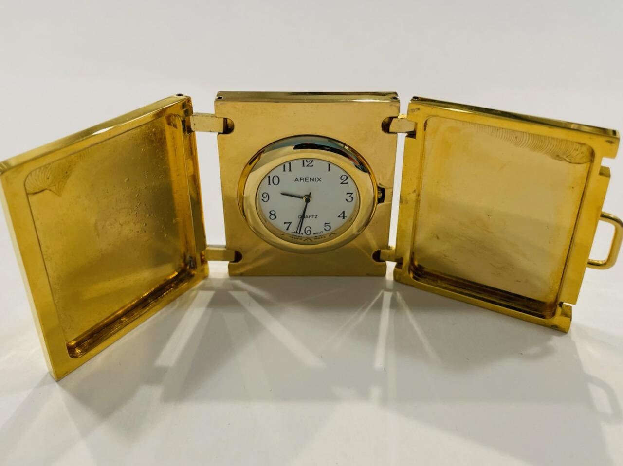 Arenix Miniature Suitcase Clock Folding Brass Photo Frame Japan ...